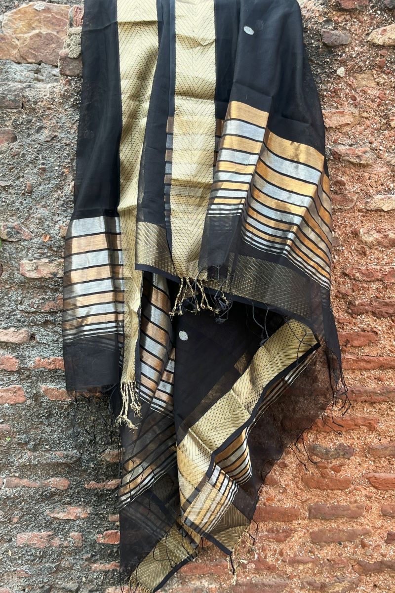 Buy Purple Blue Zari Stria Maheshwari Dupatta - House Of Elegance ...